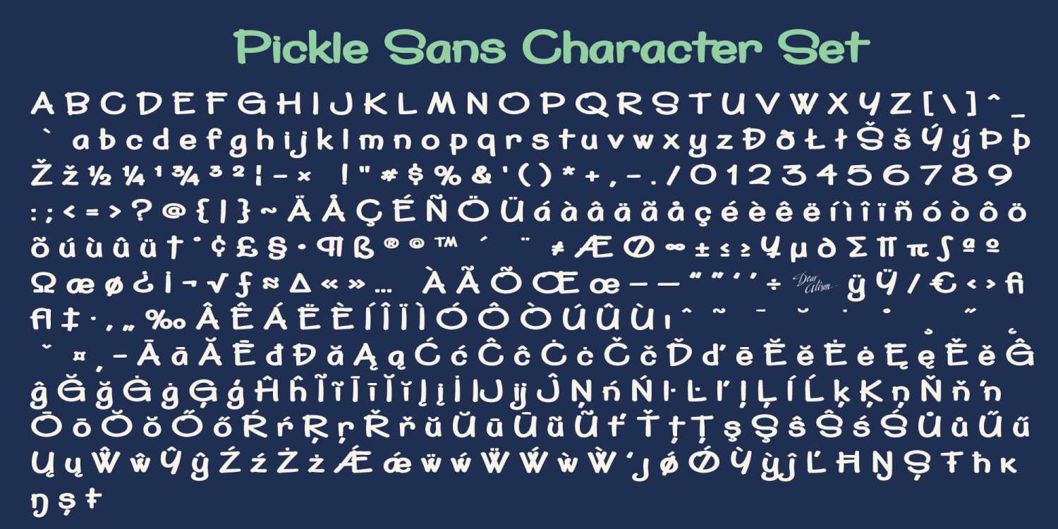 Pickle Sans Font Family by Dear Alison | Font Bros