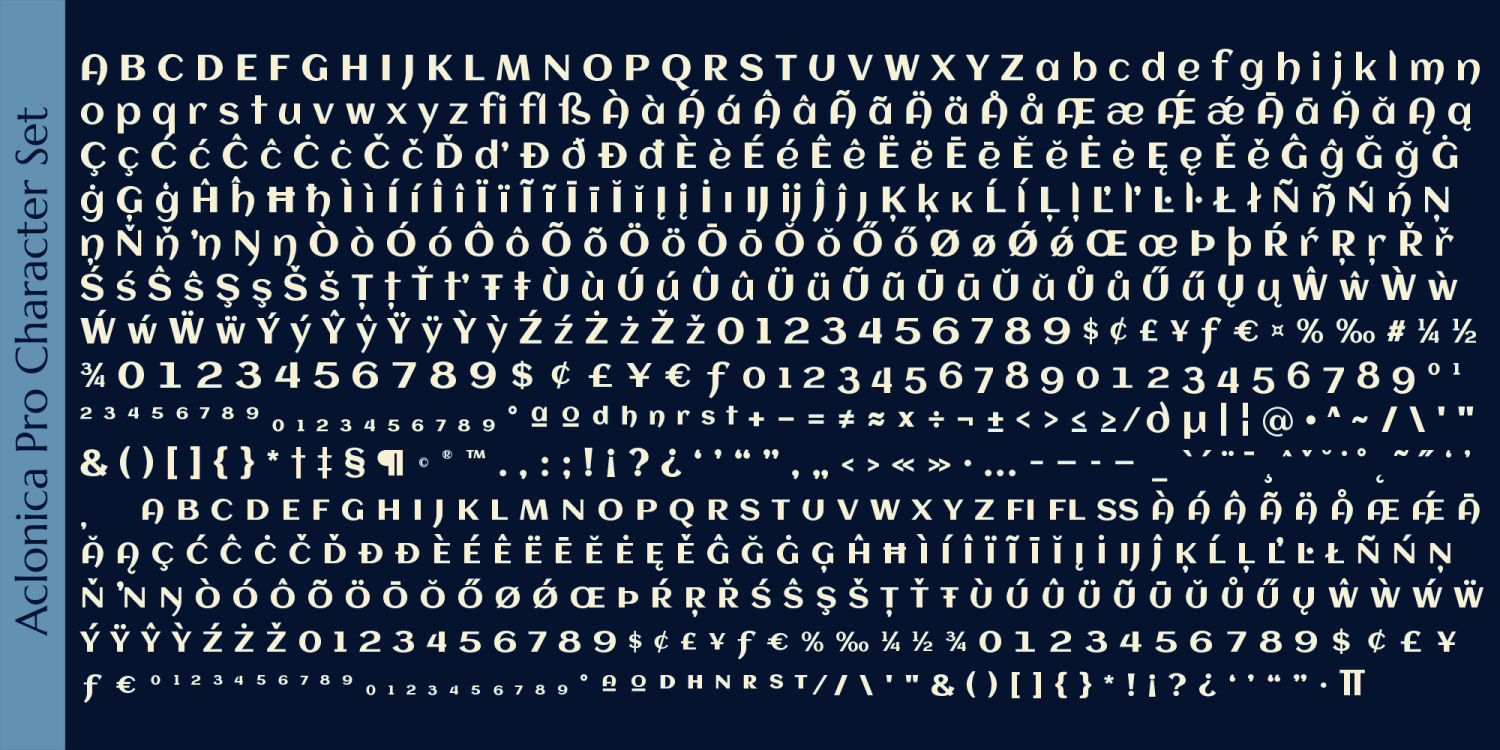 Aclonica Pro Font Family by Stiggy & Sands | Font Bros